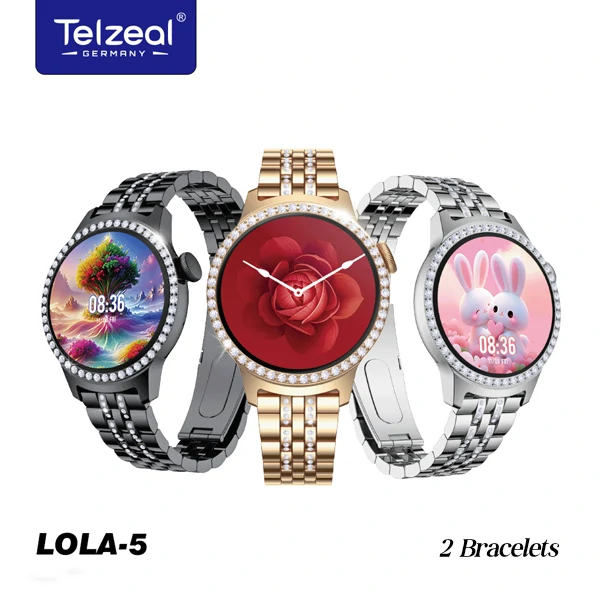 Montre Connectée Pour Femme – LOLA-5 – 2 Bracelets – Telzeal – Argent – EAS CI
